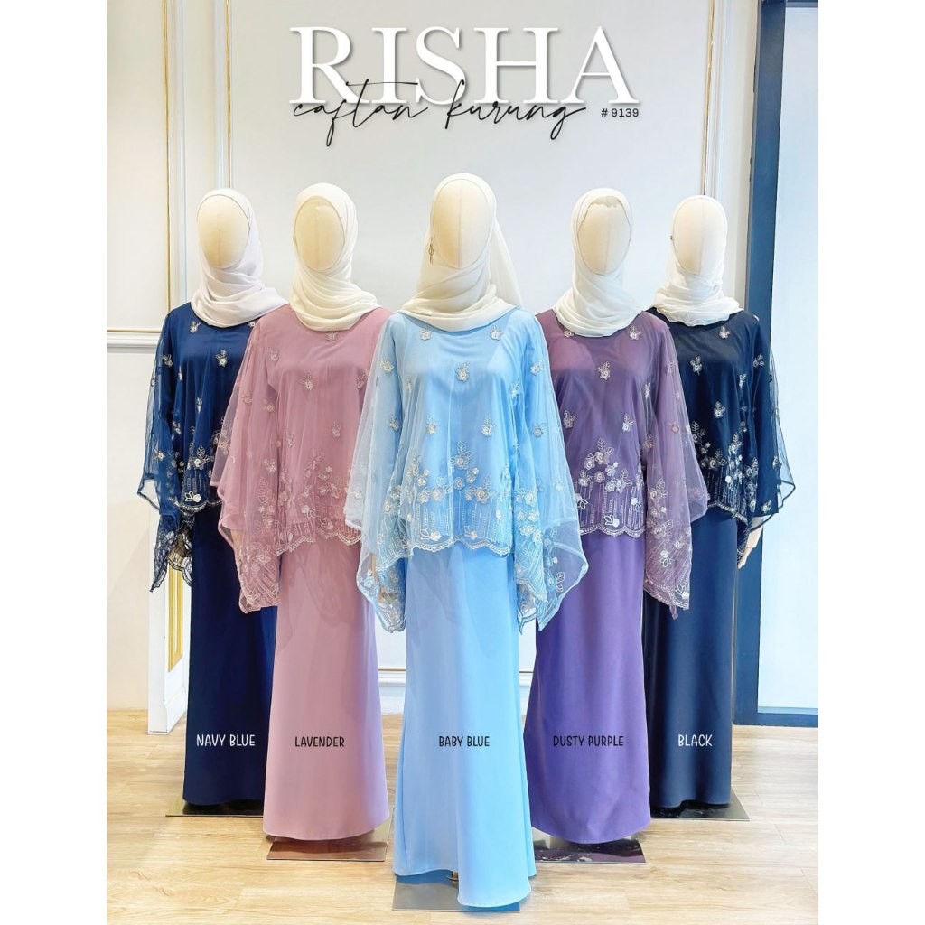 CHICCHOC RISHA KURUNG KAFTAN MODERN EMBROIDERY LACE WITH LINING BATWING ...