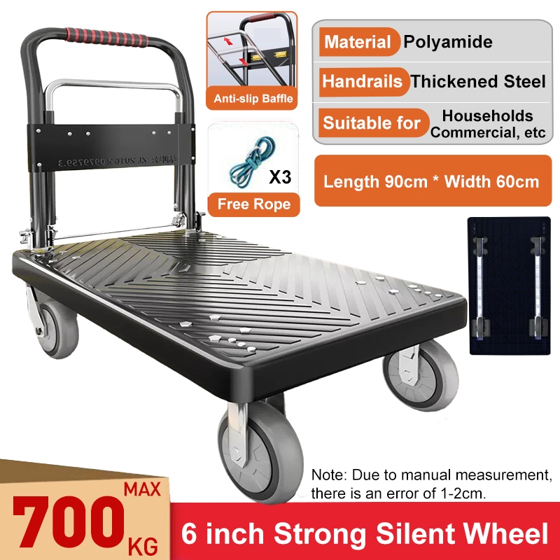 Trolley Portable 500KG/900KG Hand Truck Iron PVC Foldable Plat Barang ...