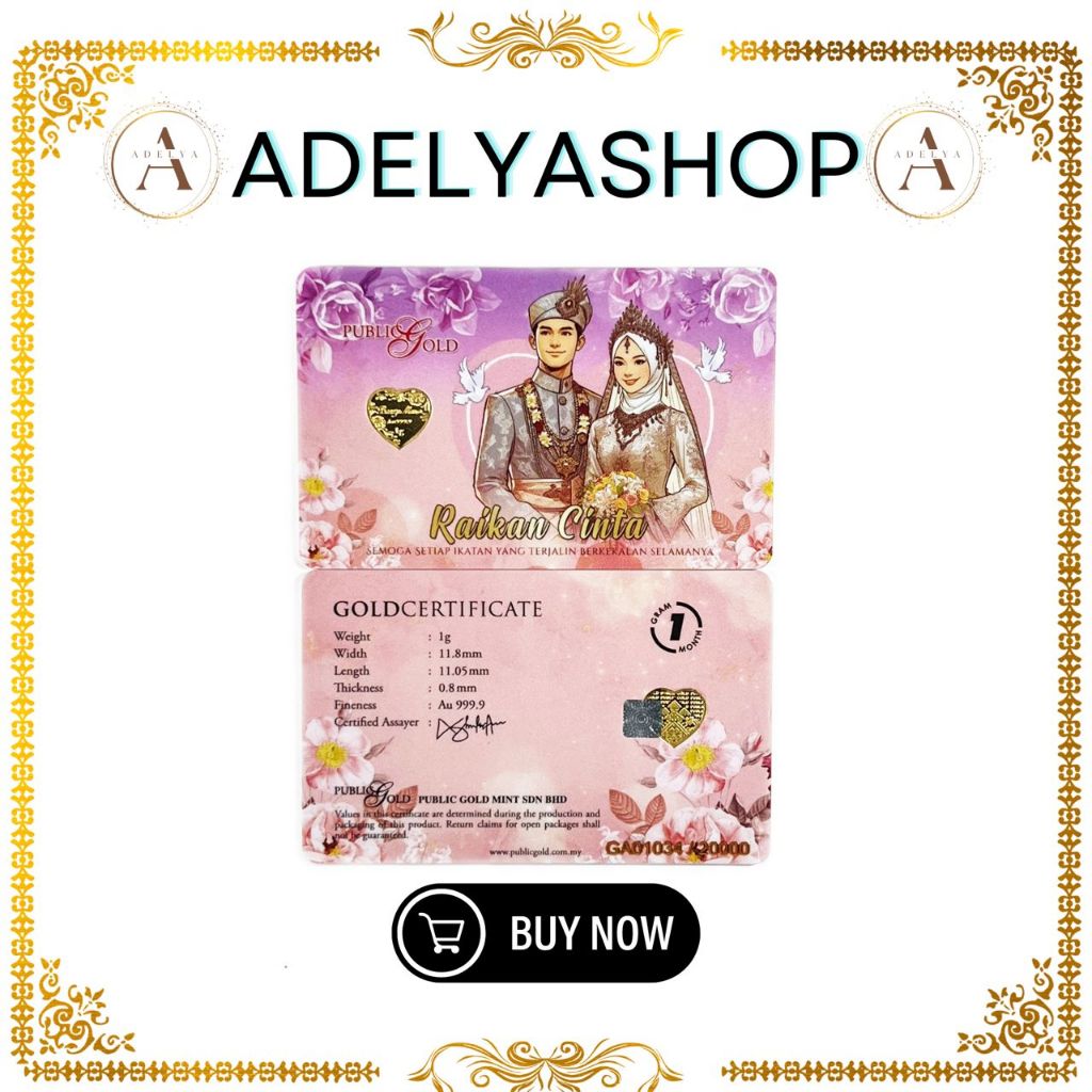 Public Gold 1g Gold Bar Love Design (Au 999.9) - Raikan Cinta (PG ...