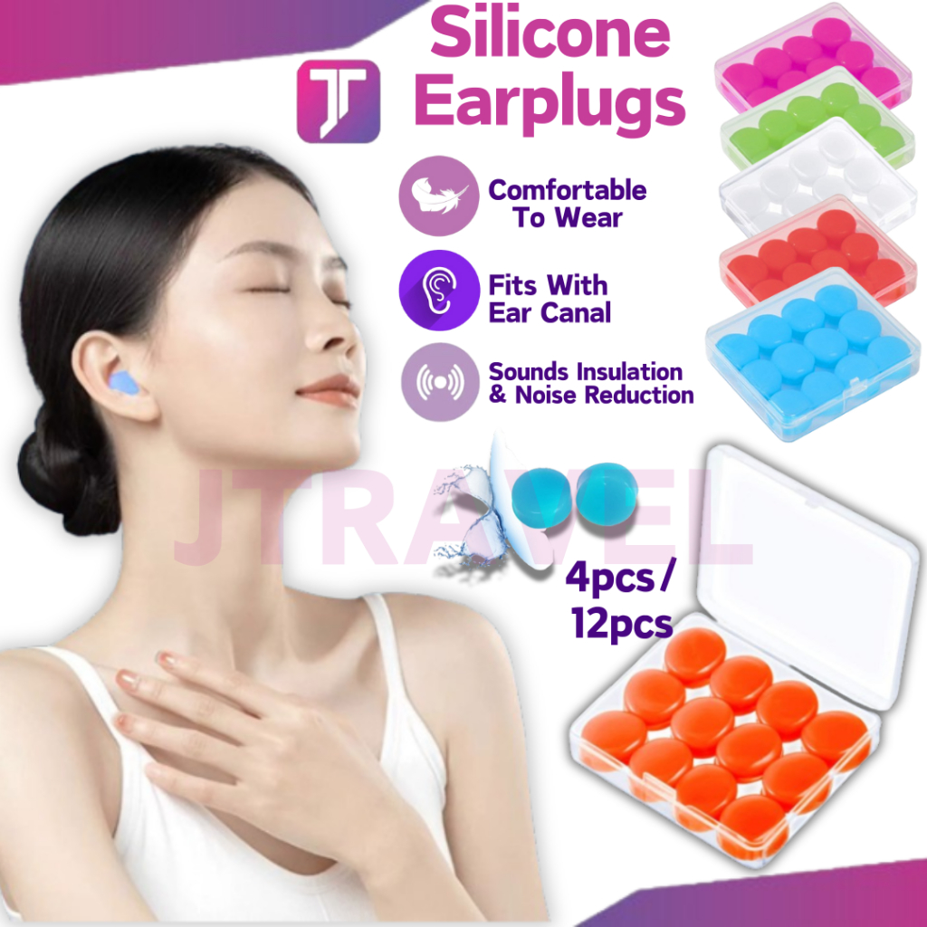Jtravel Earplugs Soft Silicone Waterproof Reusable Swim Diving Noise ...