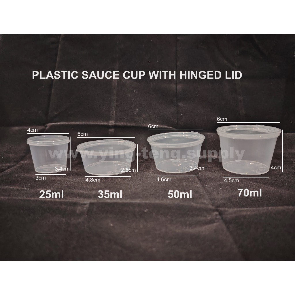 50pcs - PP SAUCE CUP WITH HINGED LID 25ml/ 35ml/ 50ml/ 70ml | Shopee Malaysia