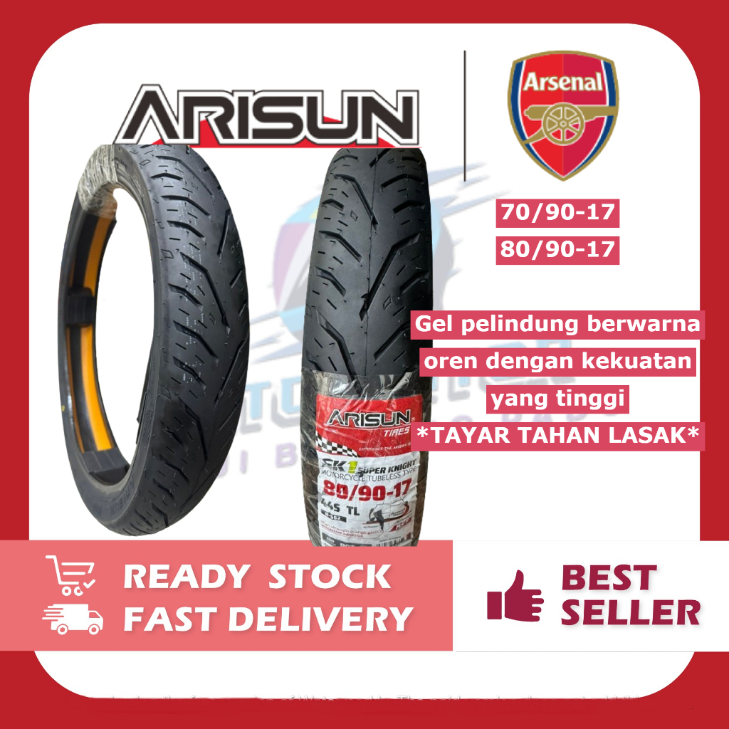 ARISUN TUBELESS TYRE 2024 70/90 80/90 RACING COMPOUND TAYAR TYRE TIRE ...