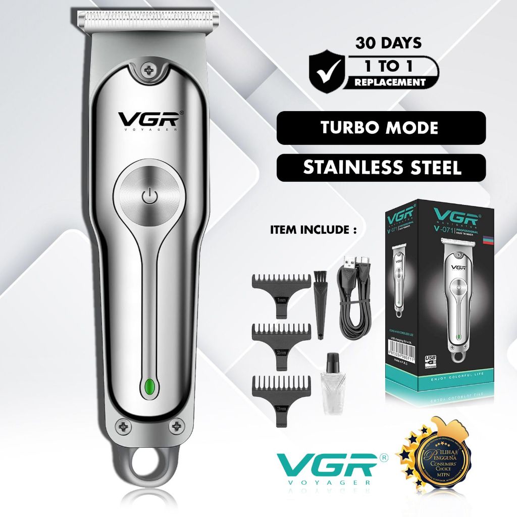 VGR V-071 Mesin Gunting Rambut Cordless Professional Hair Clipper Trimmer For Men With 3 Guide ...