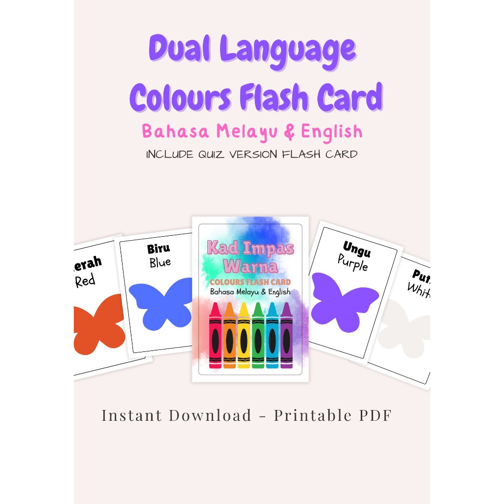 PDF Colours Bilingual BM and ENG Flash Card for Preschool Kad Imbas ...