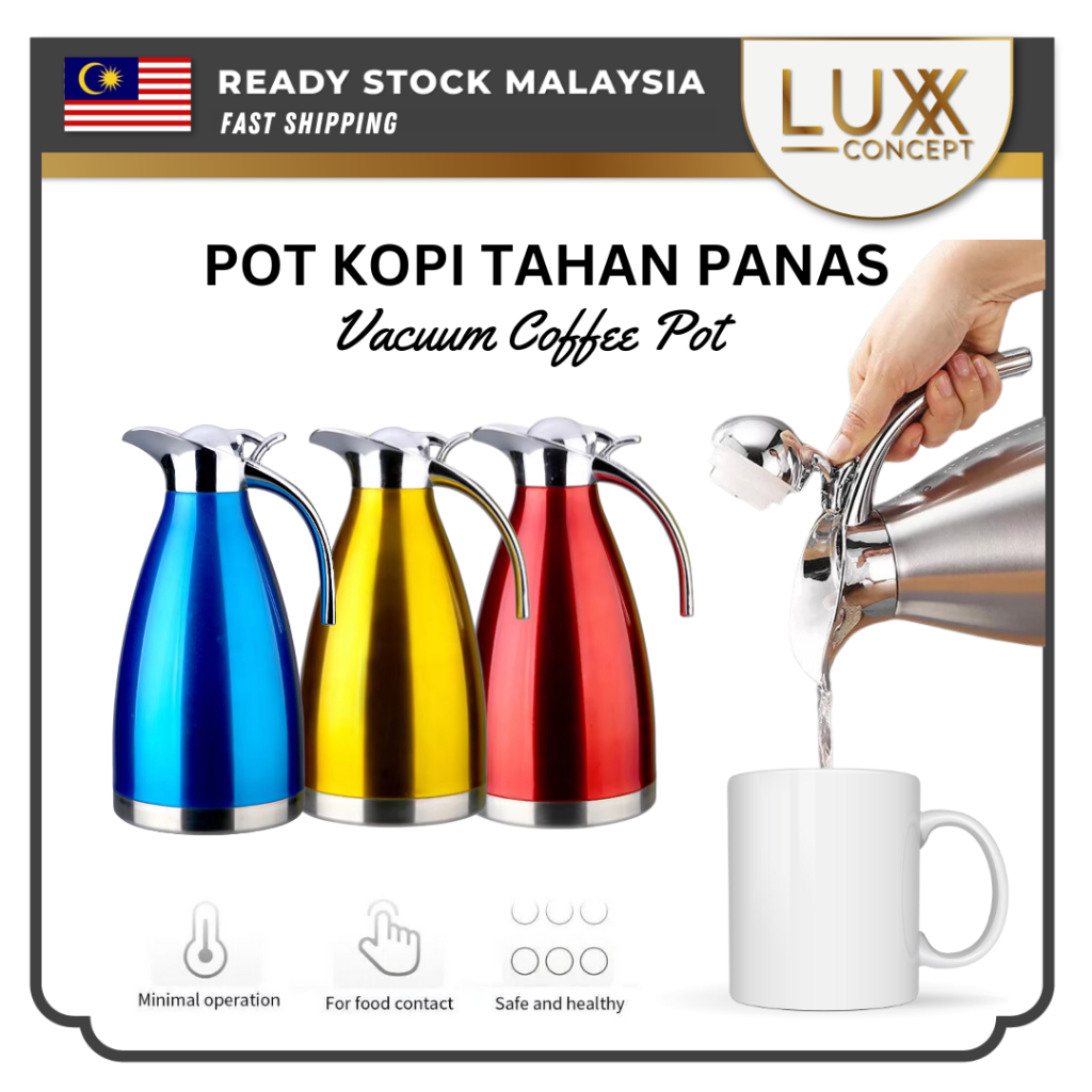 304 Stainless Steel Vacuum Insulation Pot Home Thermos Bottle European Coffee Pot 2L | Shopee ...