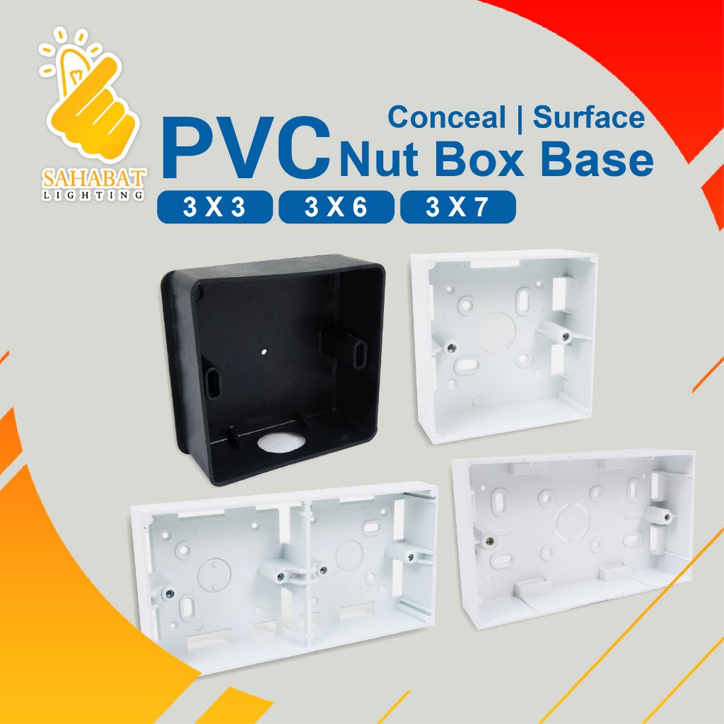 PVC Nut Box Base | Switch Socket Base | Conceal | Surface Type | 3x3 ...