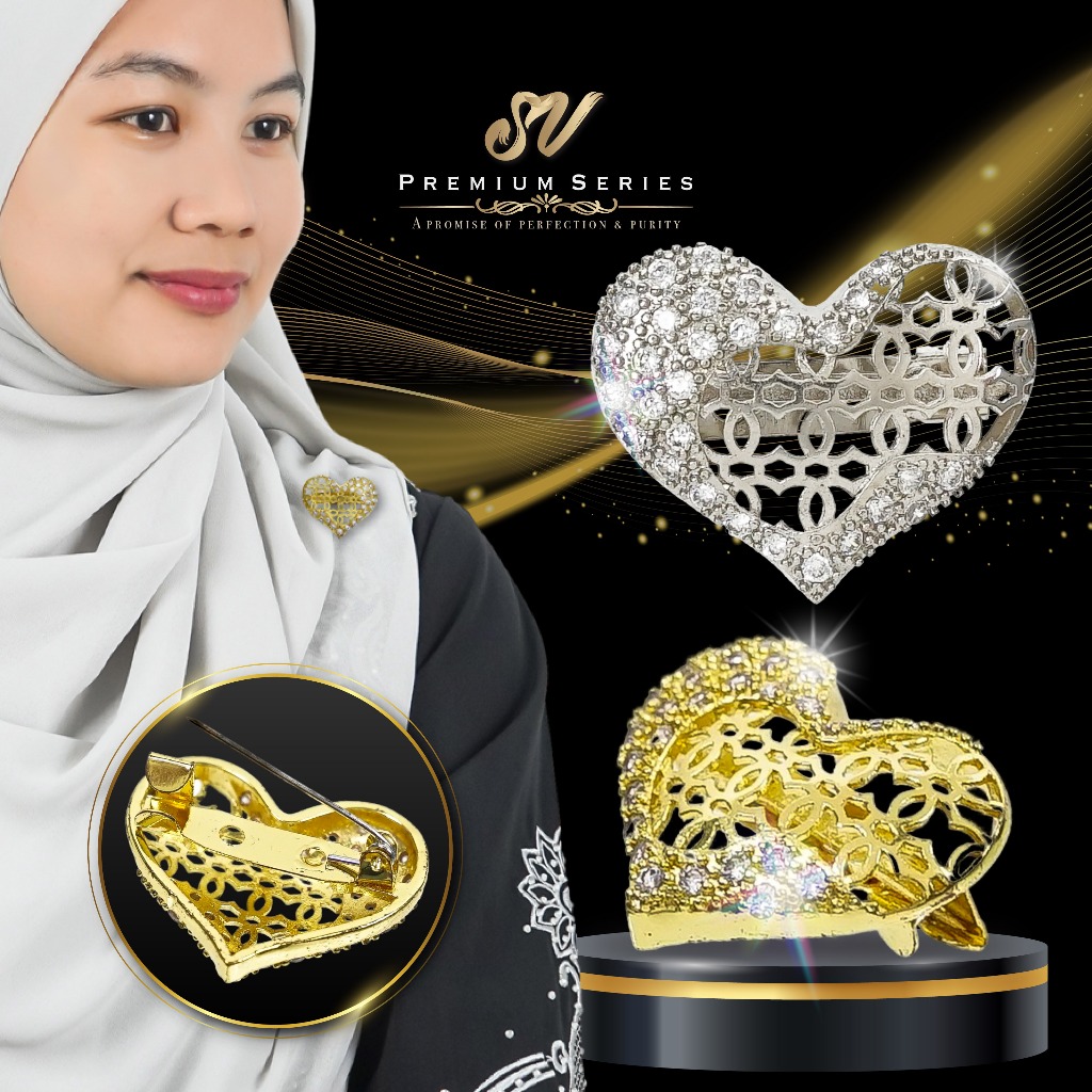 Sv Premium Pin Tudung Long Brooch Exclusive Design Rhinestone Hijab Pin ...