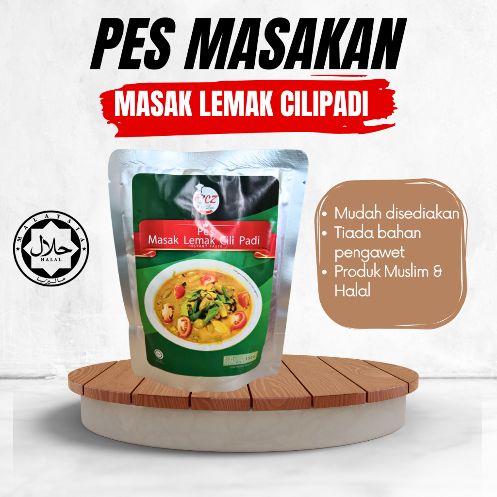 CHEF ZAM Pes Lemak Cili Padi (150Gram) Instant cooking paste halal Pes ...