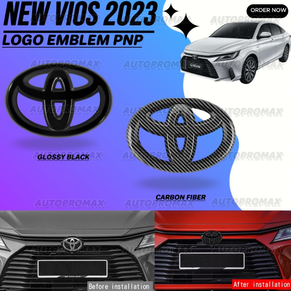 AUTOPROMAX NEW TOYOTA VIOS 2023-2025 LOGO EMBLEM COVER PNP FRAME ...