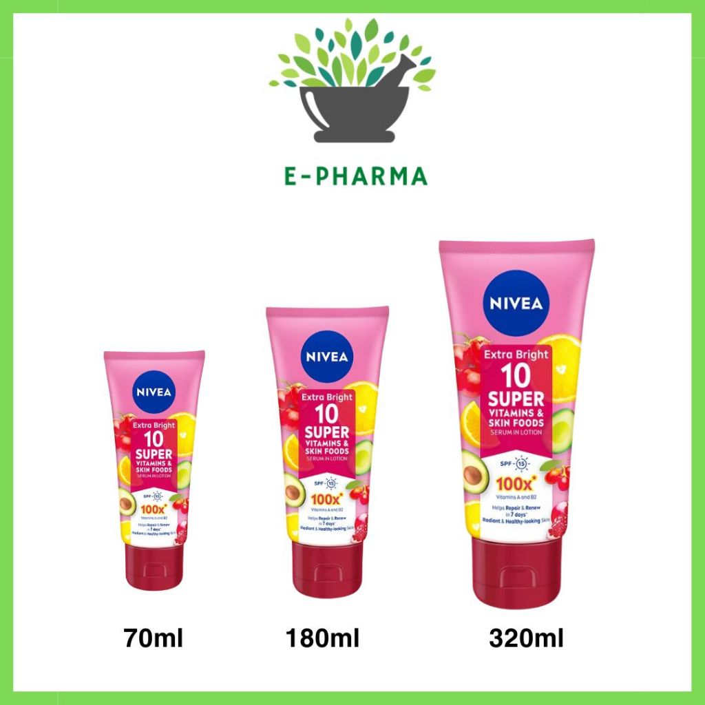 NIVEA 10 Super Vitamins & Skin Foods Serum Lotion 70ml, 180ml, 320ml | Shopee Malaysia