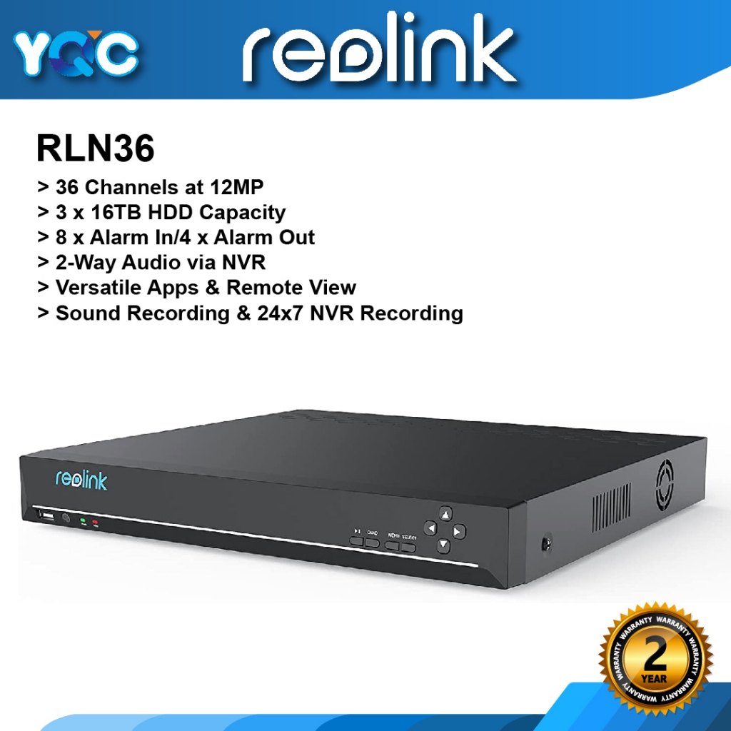 REOLINK RLN36 NVR 36 Channel NVR Work with 12MP/4K/5MP/4MP HD Reolink IP Cameras Integrated O/I ...