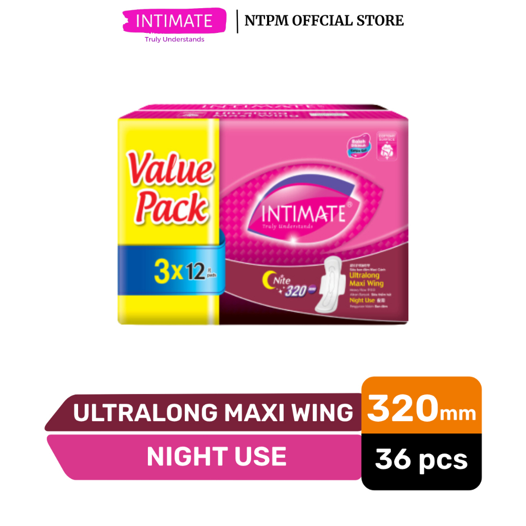(M125) Intimate Night Ultra Long Maxi Wing 320mm (12's x 3) | Shopee ...