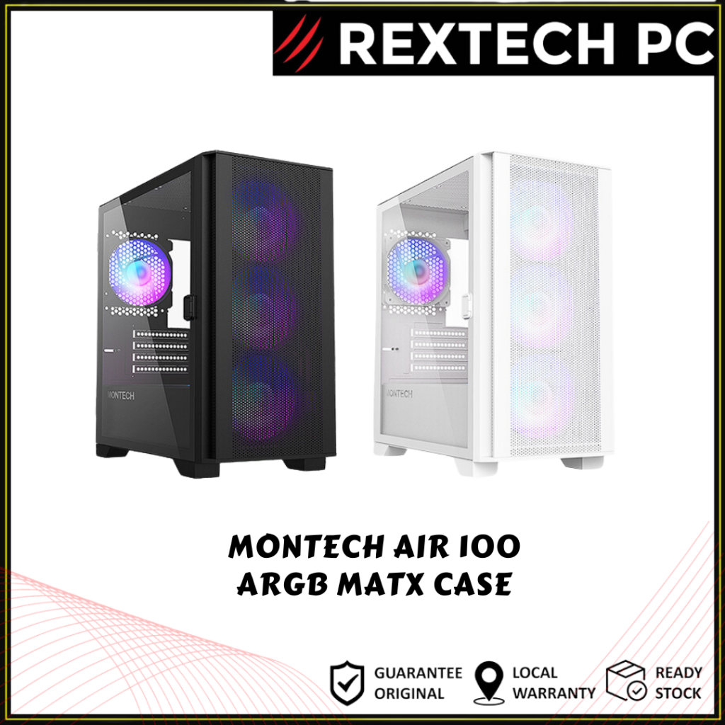 MONTECH AIR 100 ARGB MATX Case - Black / White PC Desktop Casing ...