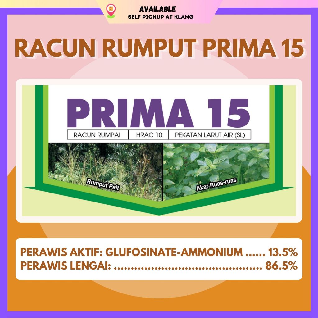 PRIMA 15 Racun Rumput 4L - Kawalan Rumpai Profesional, Hapuskan Rumpai ...