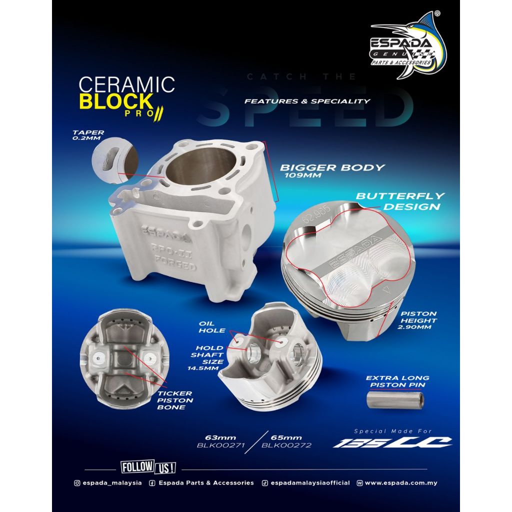 ESPADA BLOCK RACING CERAMIC LC135 57MM 60MM 63MM 65MM BLOK CERAMIC BLOK ...