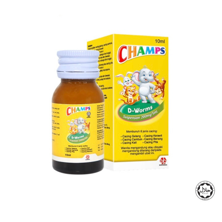 Champs D-Worms 200mg Tablet / Suspension 10ml (Ubat Cacing) | Shopee ...