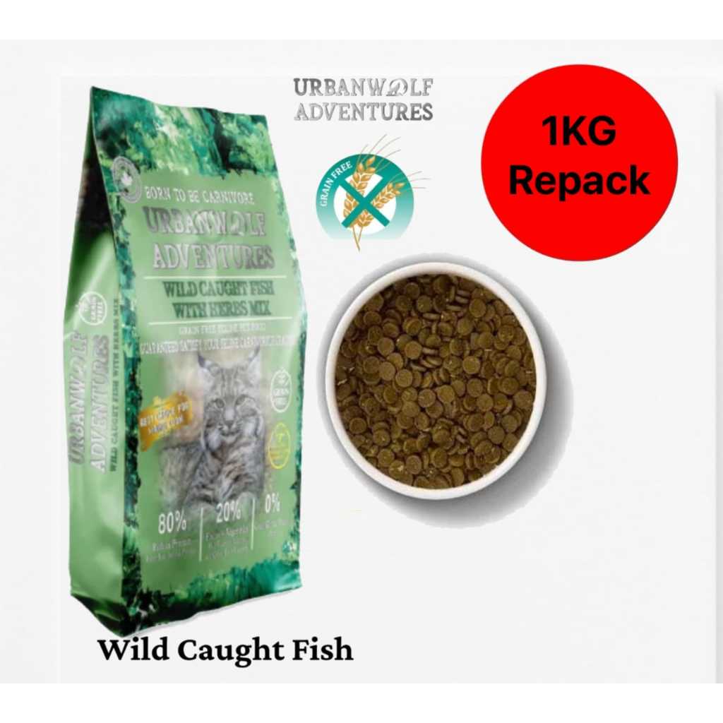 Urbanwolf Adventures 1KG Repack Grain Free Dry Cat Food(Ocean Fish ...