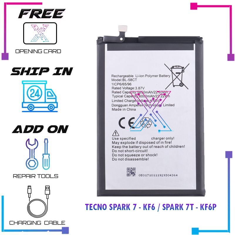Battery BL-58CT Compatible For Tecno Spark 7 KF6 / Spark 7T KF6P (6000 ...