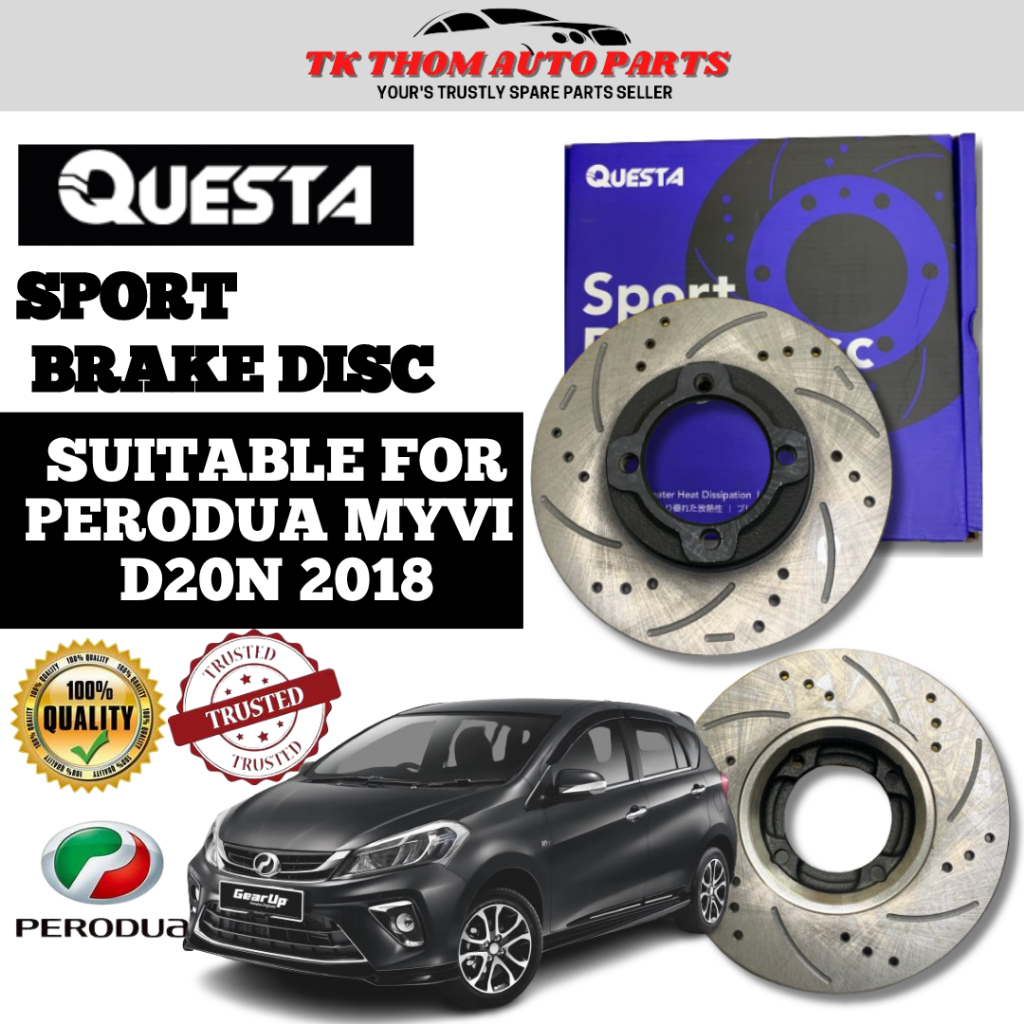 QUESTA DISC ROTOR/DISC BRAKE DEPAN FRONT MYVI 2018 D20N ( 1 SET ...