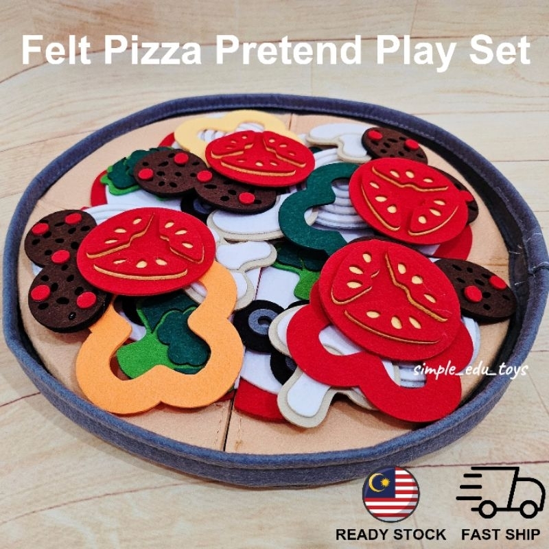 Big 28cm Felt Pizza Pretend Play Set Kids Role Play Cooking Toys Kids ...