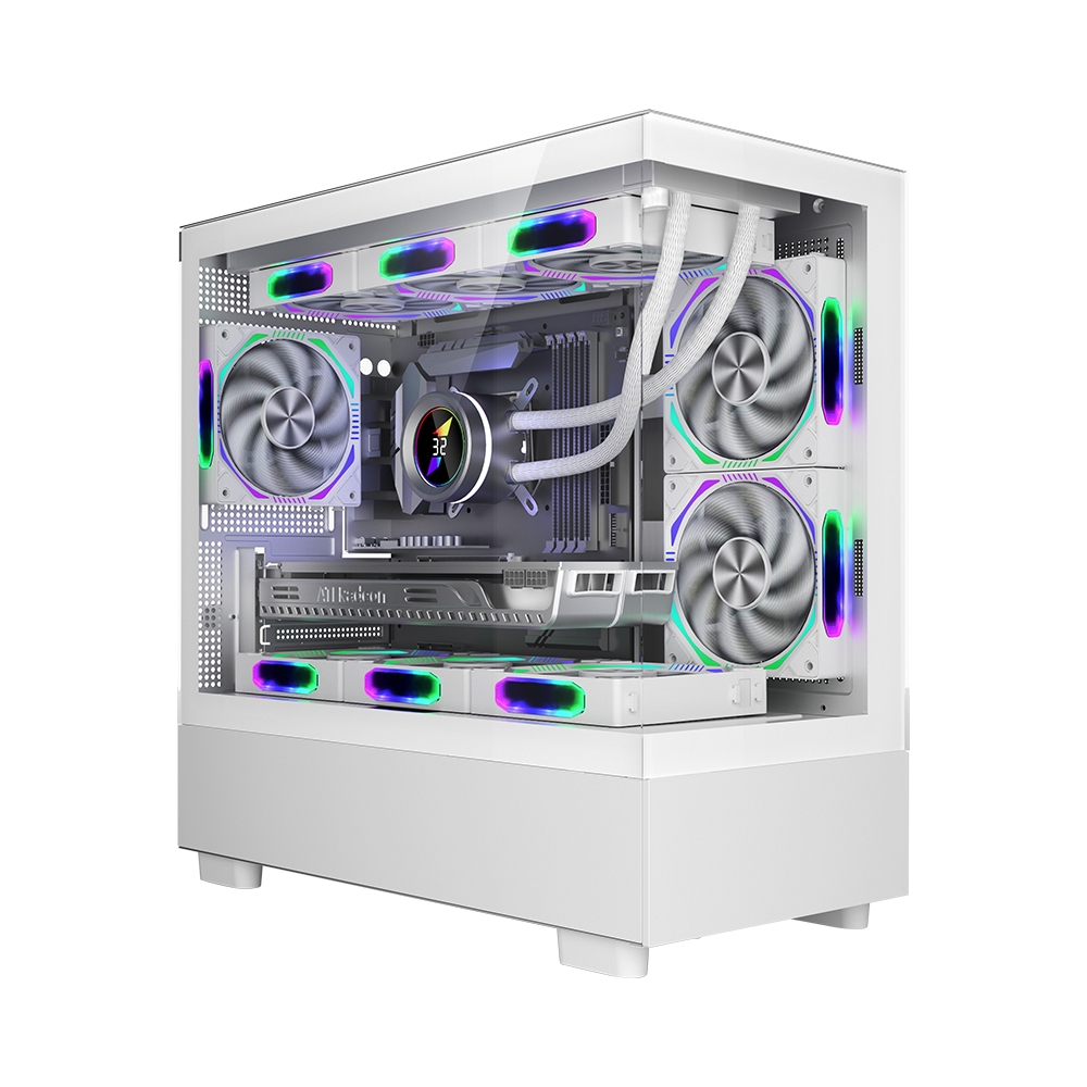 1stPlayer Miku Mi5 Tempered Glass M-ATX Gaming PC Case - Black/White ...
