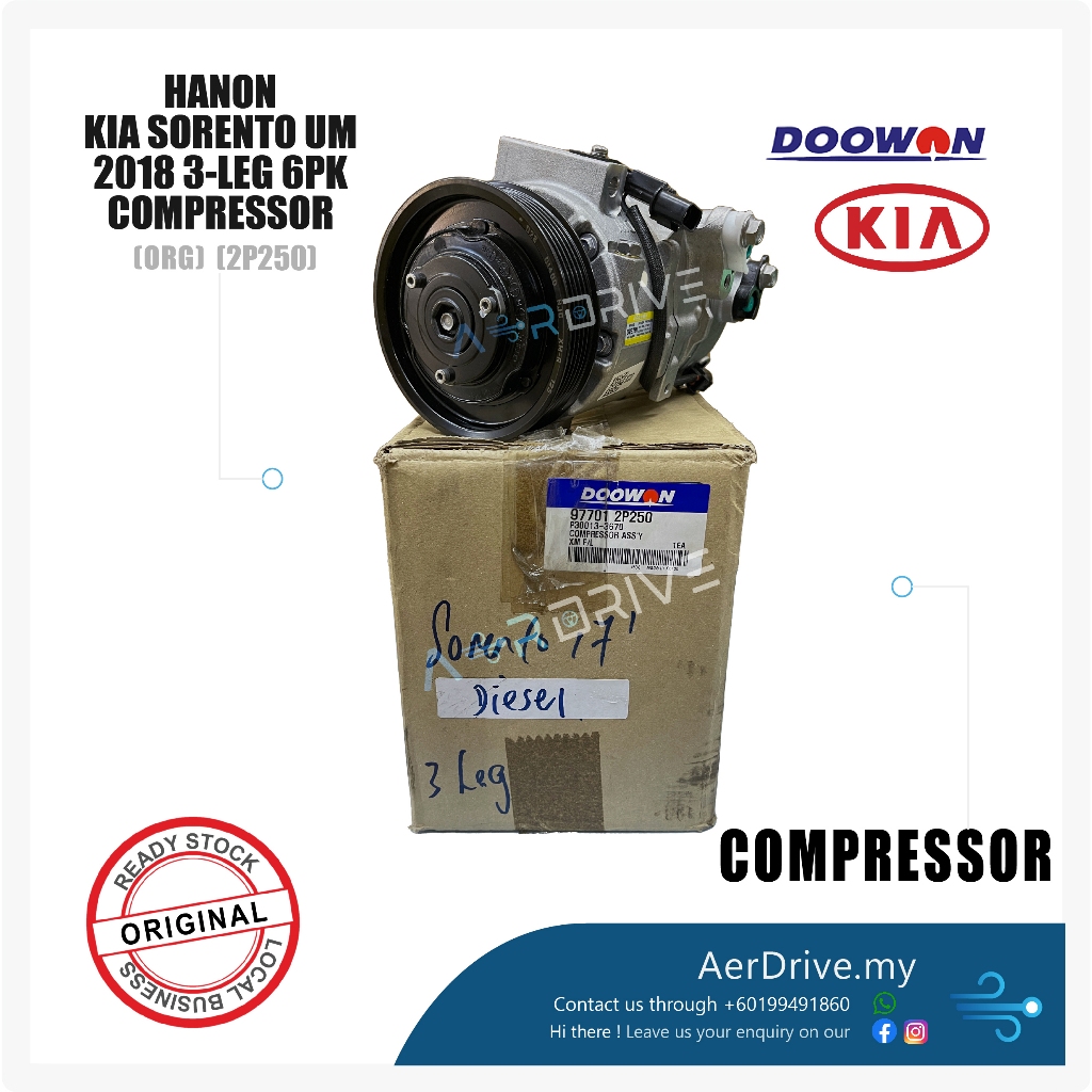 DOOWON ORIGINAL KIA SORENTO UM 2018 3-LEG 6PK DIESEL COMPRESSOR 2P250 | Shopee Malaysia