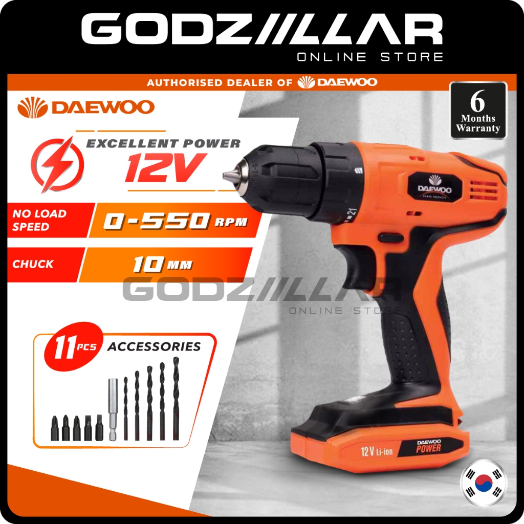 Daewoo 12V Cordless Impact Drill Set DALD86 2-Speed Drill Bateri ...