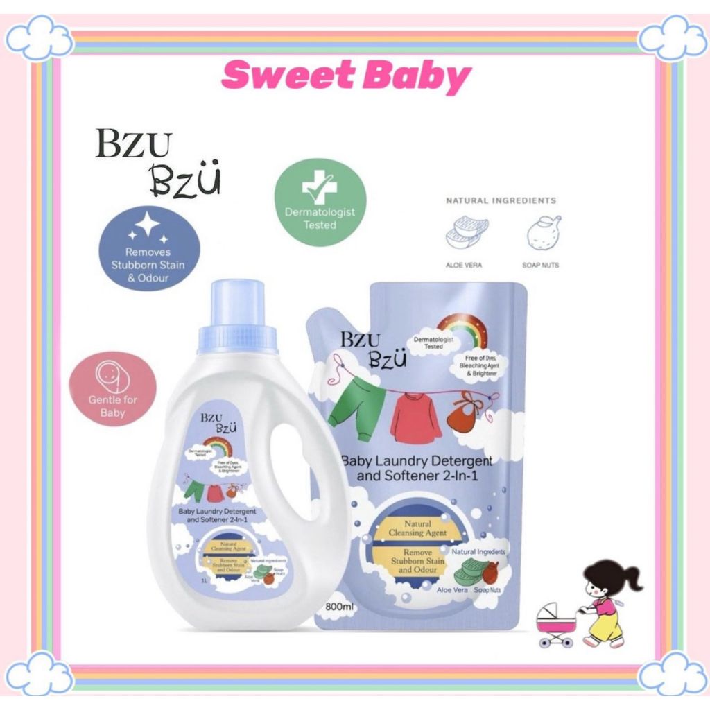 BZU BZU Baby Laundry Detergent and Softener 2 IN 1 (1000ml/Bottle or ...