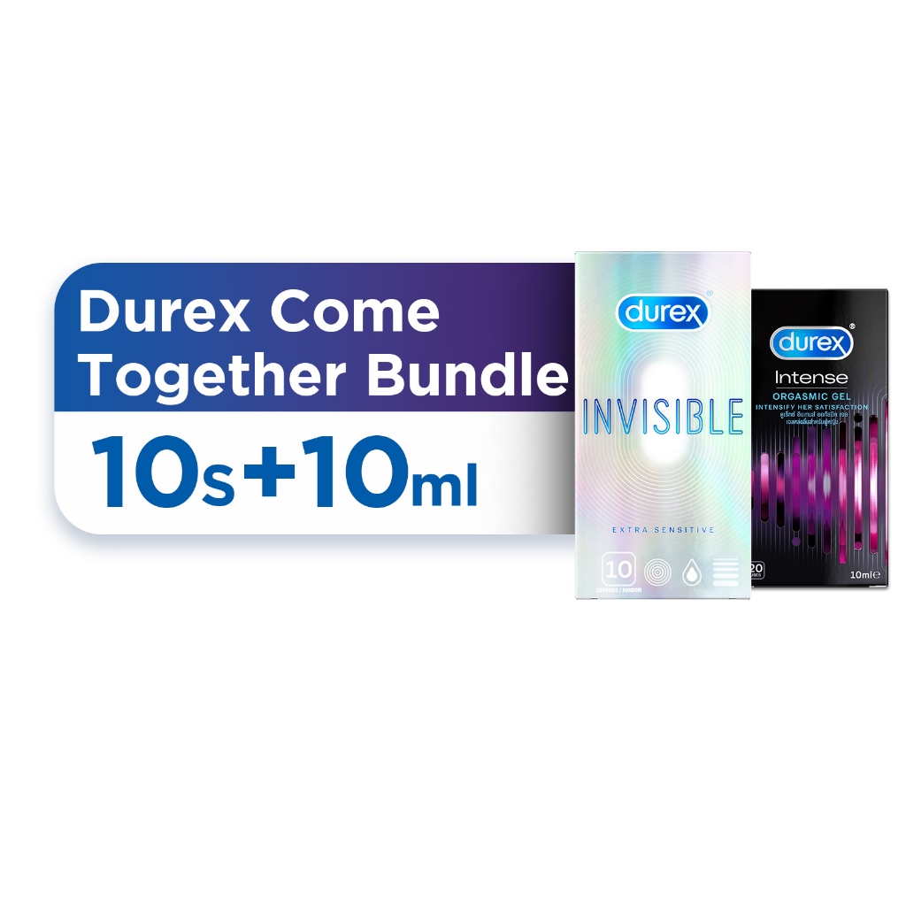 Durex Come Together Bundle - Invisible Extra Sensitive Condom 10s + Intense Orgasmic Lube ...