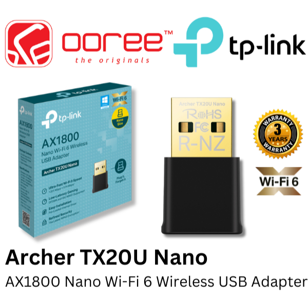TP-LINK ARCHER TX20U NANO AX1800 NANO WI-FI 6 DUAL BAND WIRELESS USB ...