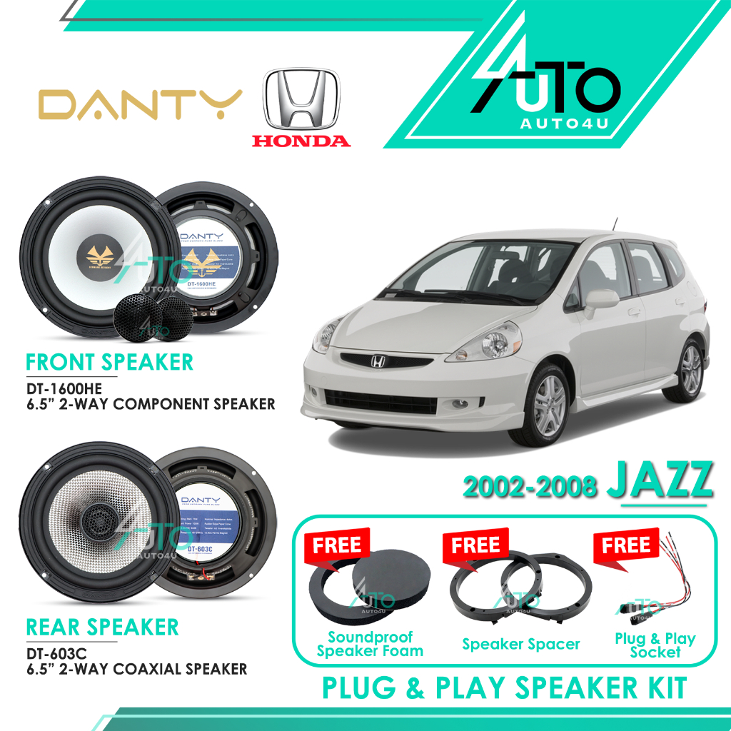 DANTY Speaker Honda Jazz GD 2002 PNP Car Speaker 6.5" 2-Way Component 6 ...