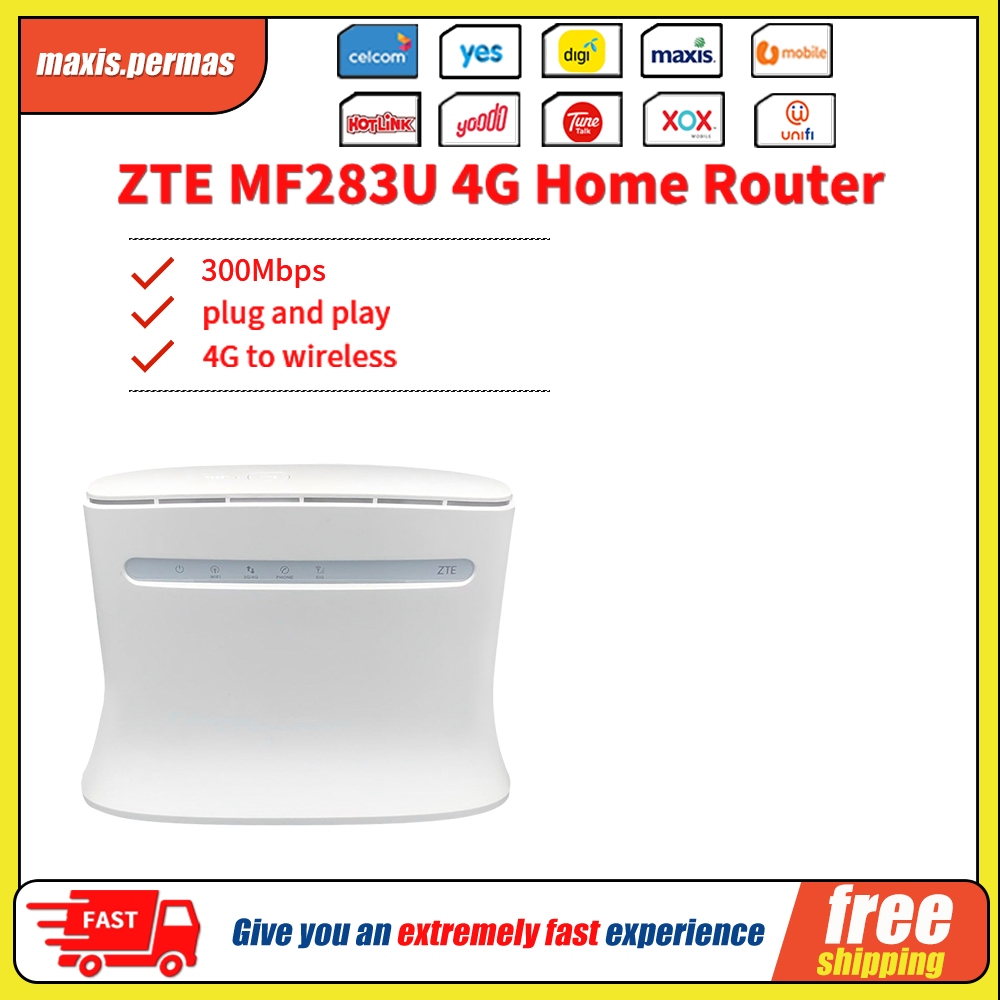ZTE MF283U Wifi 4G Router Modem 4 Wlan Port MAXIS HOME 4G WIFI | Shopee ...