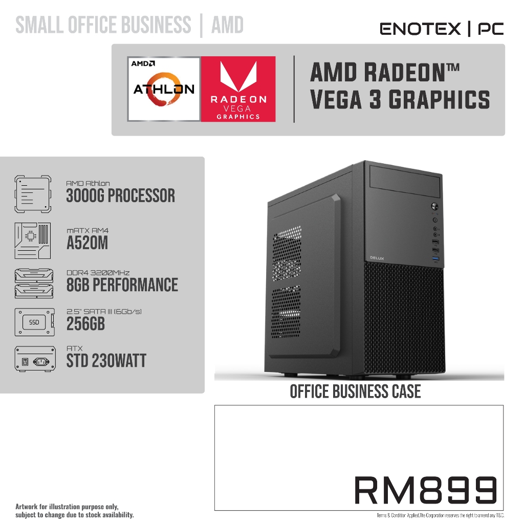 ENOTEX PC AMD BUSINESS OFFICE DESKTOP with AMD Radeon™ Vega 3 Graphics ...