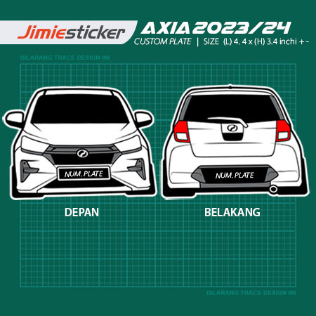 Sticker Kereta Axia 2023, Sticker Belakang, Custom Warna dan Nombor ...