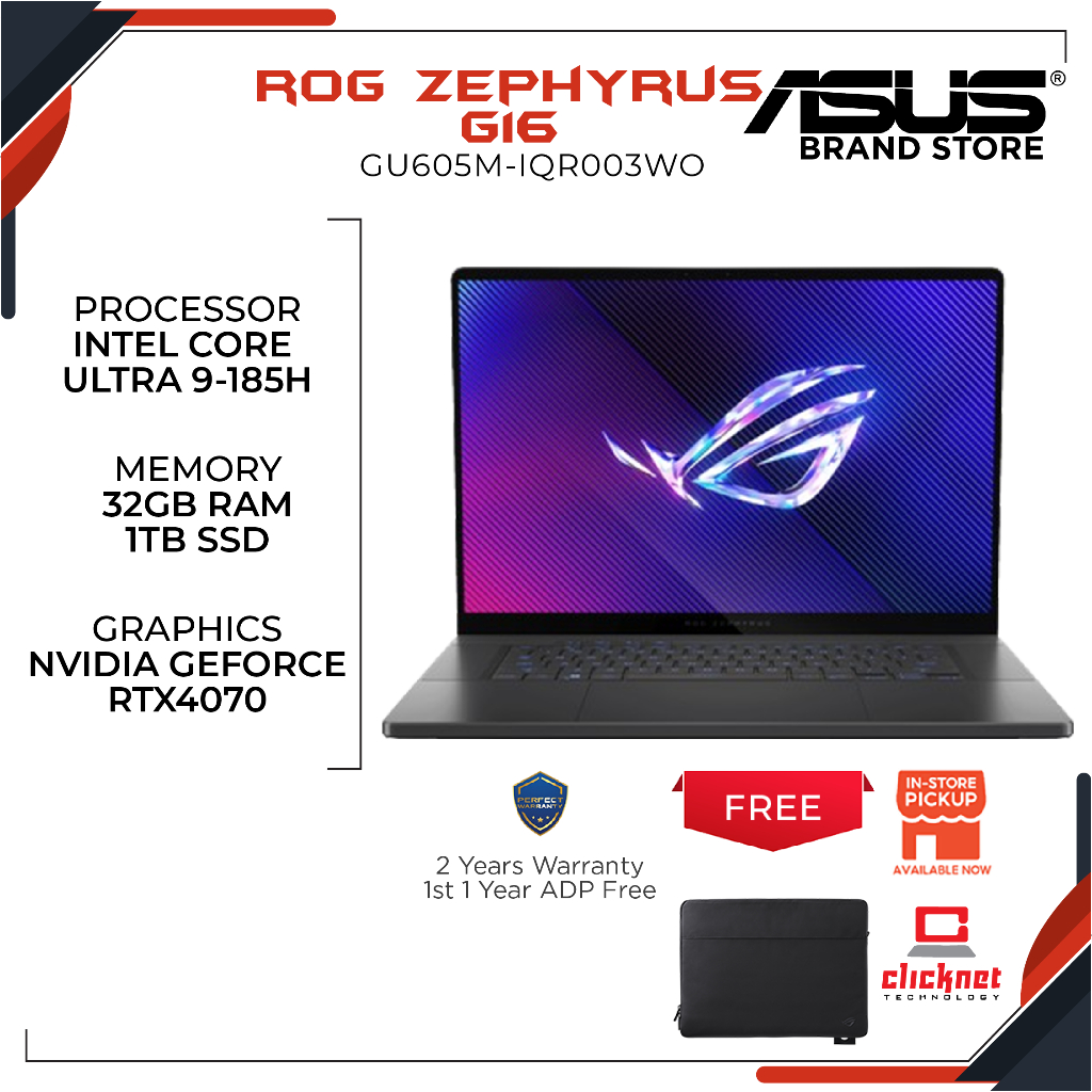 Asus ROG Zephyrus G16 | GU605M-IQR003WO 16'' 2.5K+ 240Hz Gaming Laptop ...