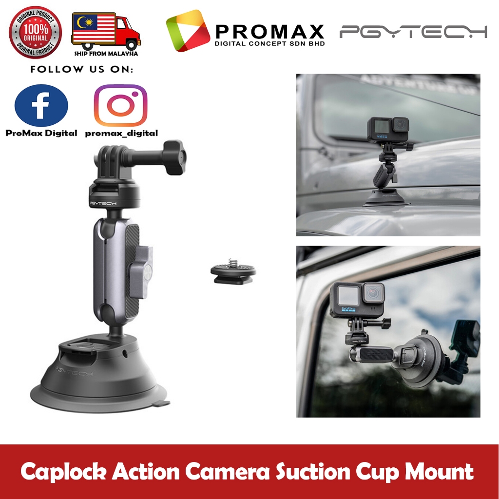 PGYTECH Caplock Action Camera Suction Cup Mount with CapLock Ball Head ...