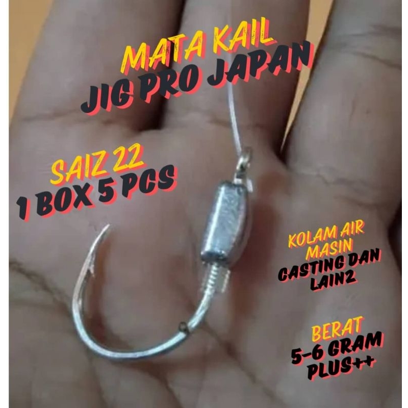 Mata Kail Jig Kolam Air Masin Saiz 22 Berat 5 - 6 Gram ( 1 Pack 5 Pcs ...