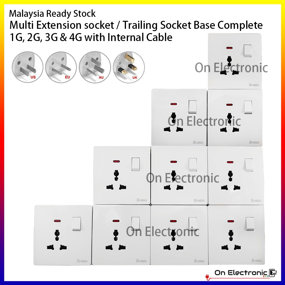 Multi Extension socket / Trailing Socket Base Complete 1G, 2G, 3G & 4G with Internal Cable ...