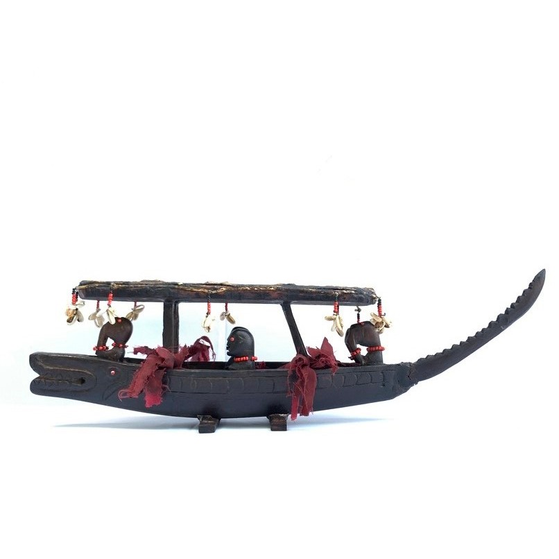 Crocodile Boat 500mm Shaman Miniature Vessel Native Tribal Primitive ...