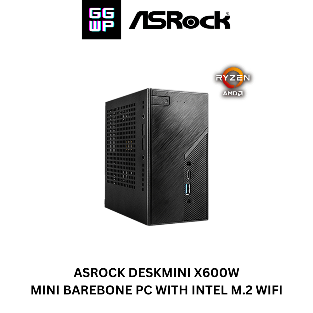 ASROCK DeskMini X600W Mini PC with Intel M.2 WiFi Kit For AMD Ryzen ...