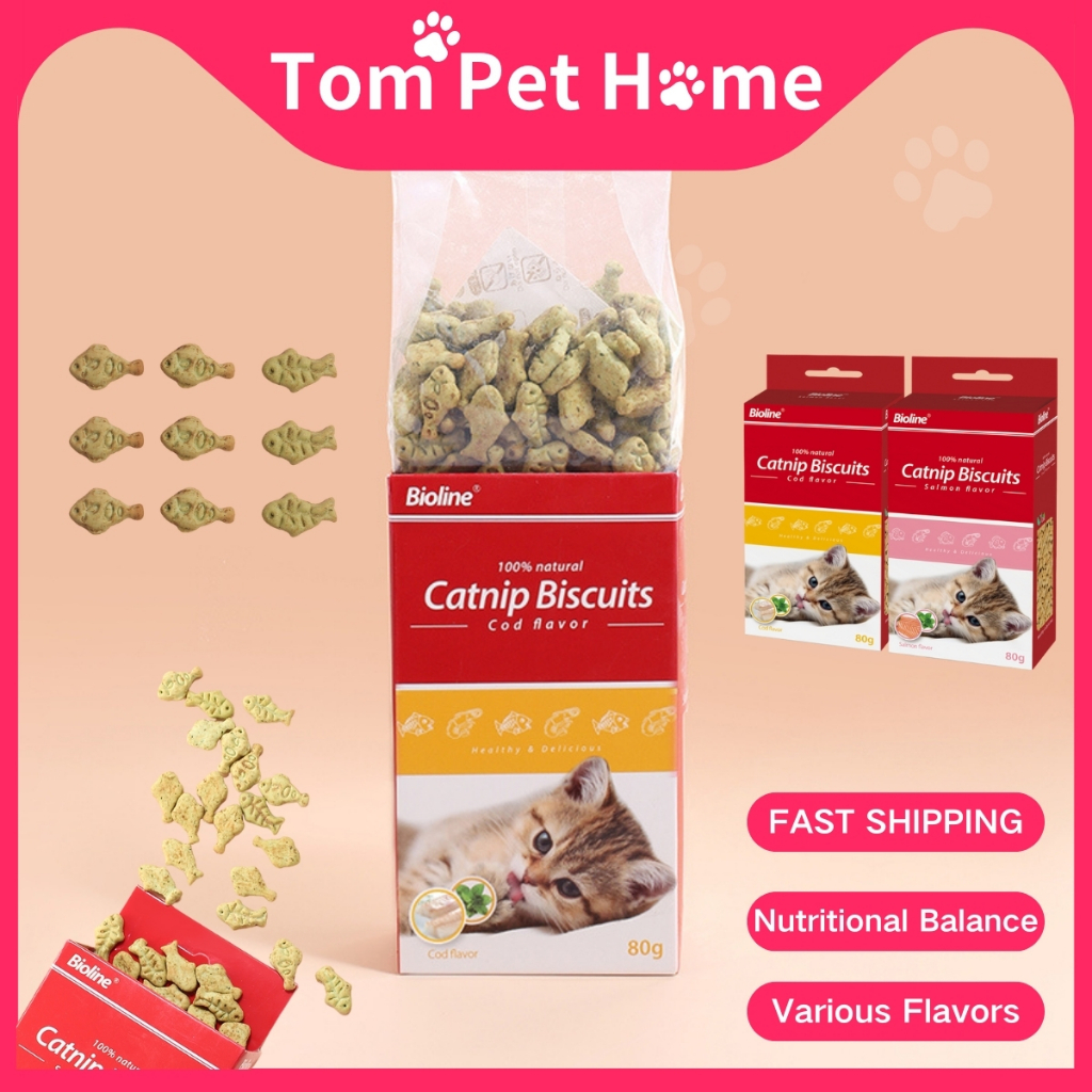 TOM🐾 80g Catnip Biscuit Snacks 100% Natural Bioline Cat Treat Cat Food ...