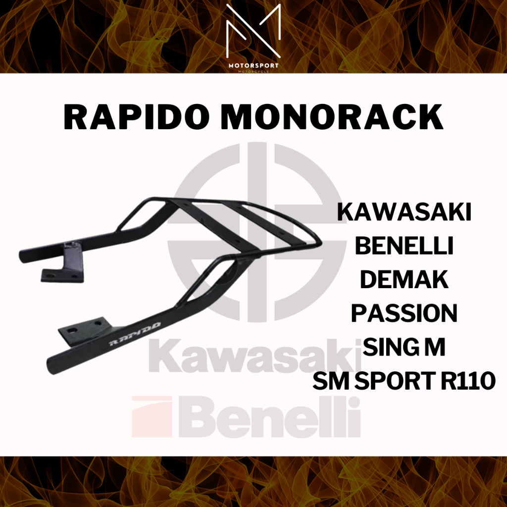 RAPIDO MONORACK For Kawasaki Benelli Demak Motorcycle Rack Box ...