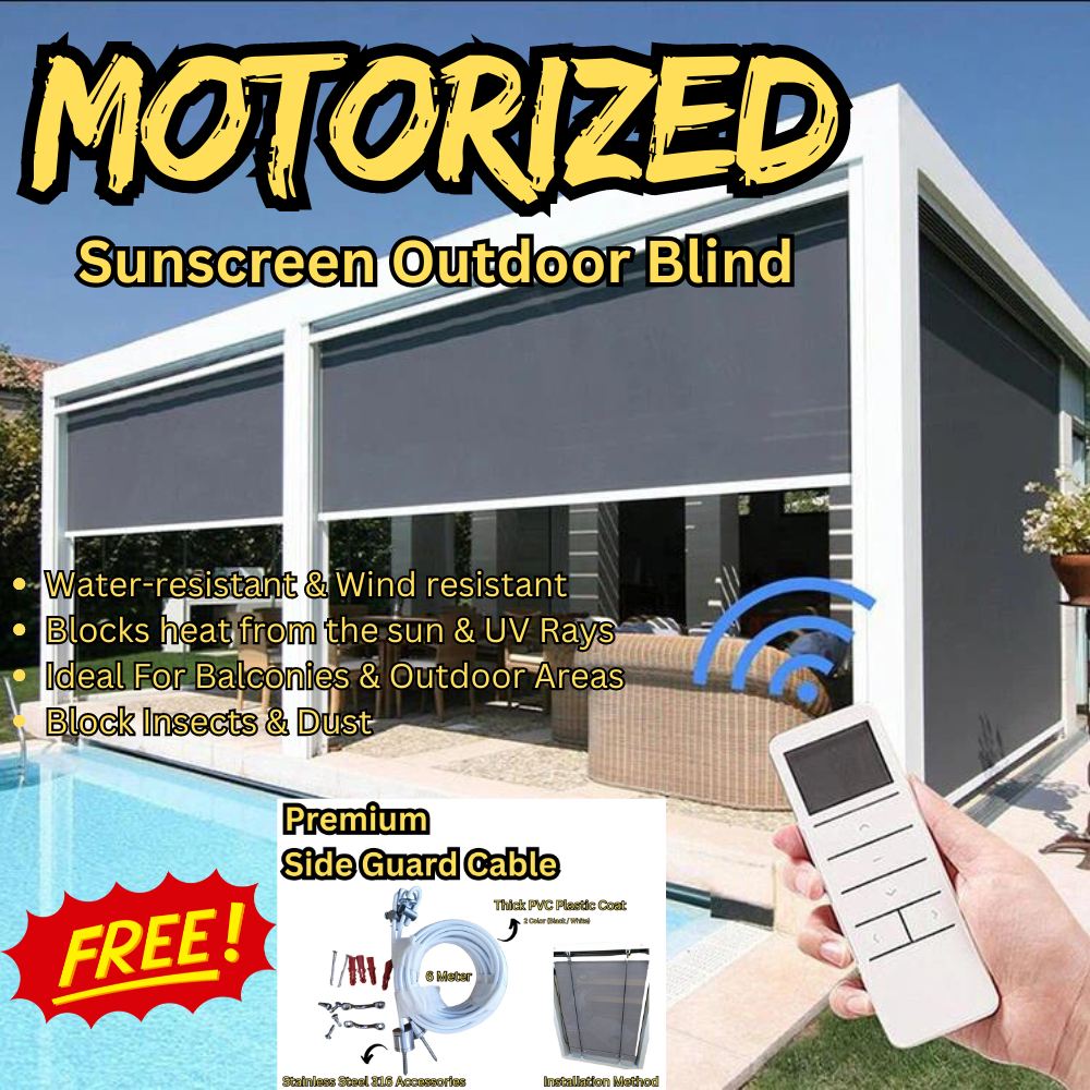 TheBlindSpot Motorised Sunscreen Outdoor Roller Blind Bidai Outdoor ...