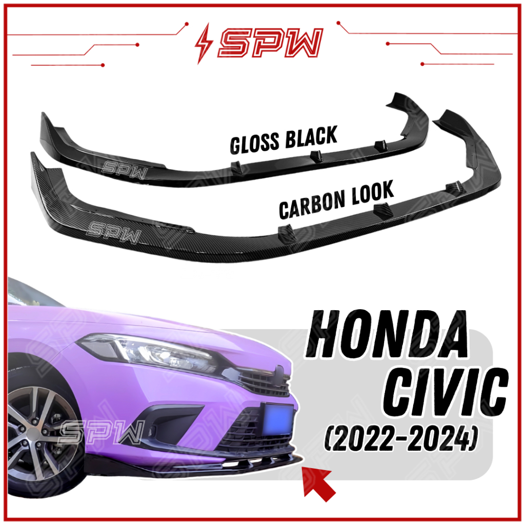 Honda Civic FE (2022-2024) RS Thai Look V4 Front Lip (1pc) Front Bumper ...