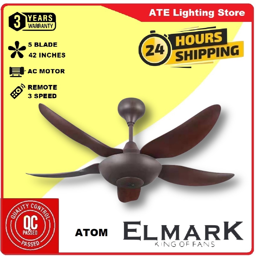 ELMARK / ATOM / AC FAN / 42 INCHES / 5-BLADE / 3 SPEED / CEILLING KIPAS ...