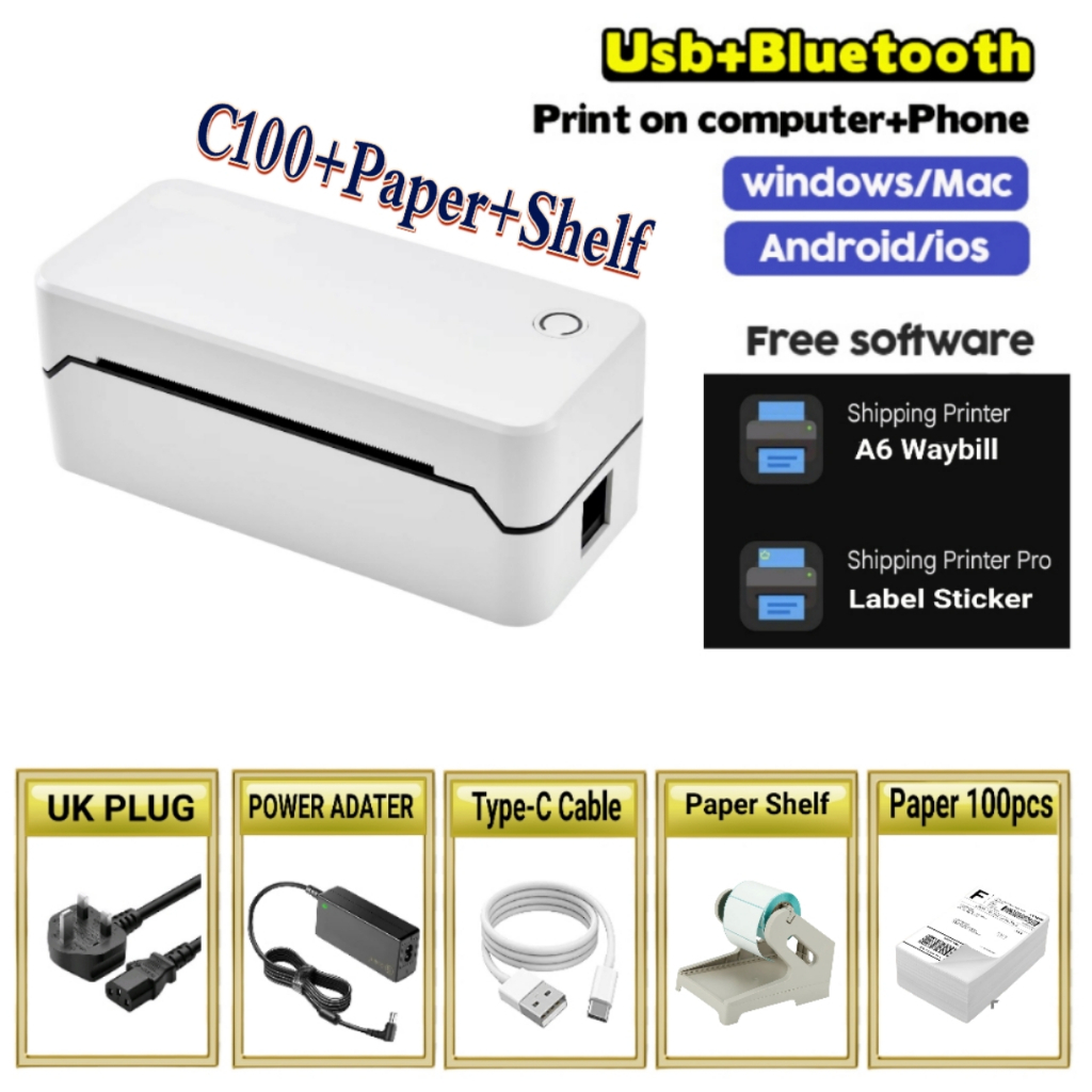 C100/D520 Waybill Printer * Thermal Printer A6 * USB+Bluetooth Android ...