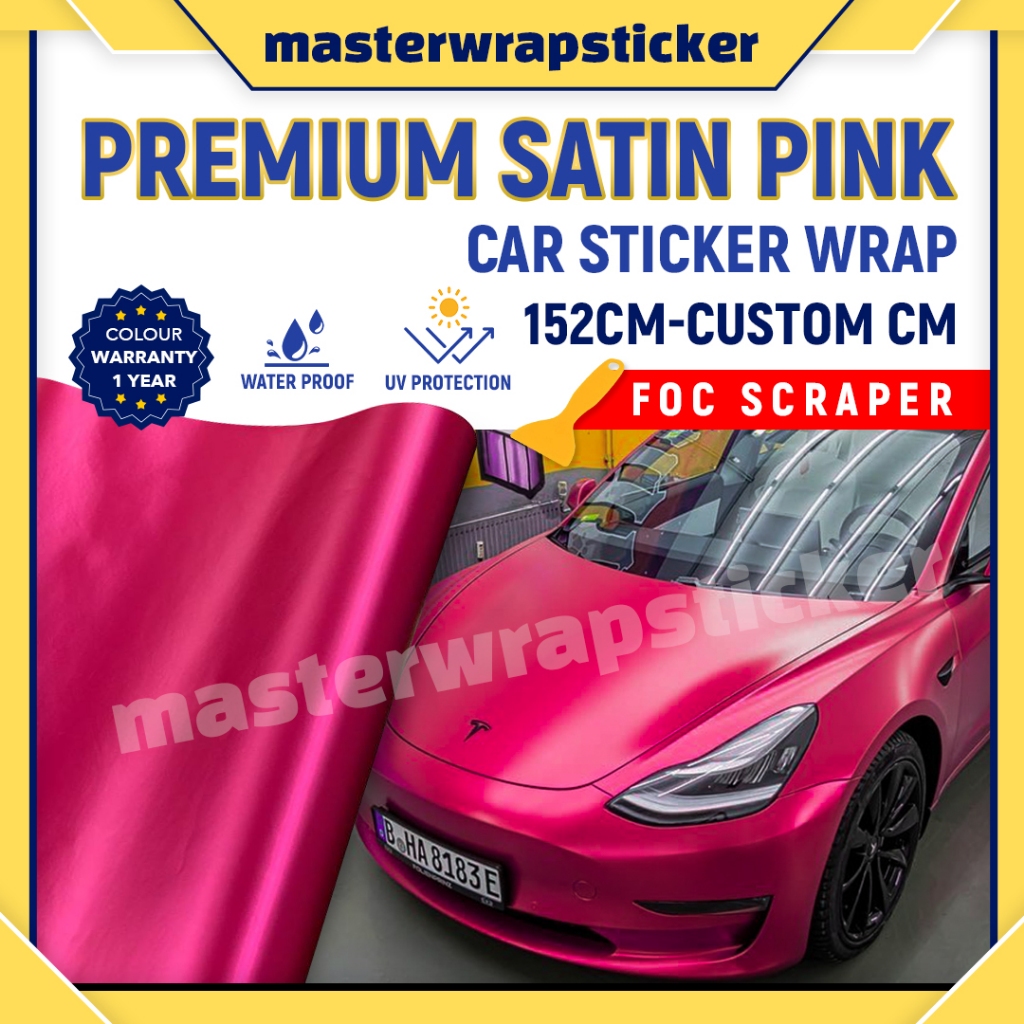 NEW SATIN MATTE PINK CAR STICKER(152CM-90CM)stiker kereta JAMBU vinyl ...