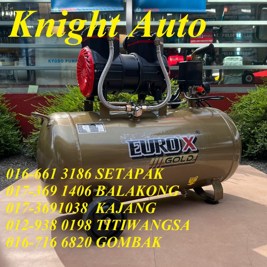 EUROX GOLD EAZ-75060 Oil Less Air Compressor 2hp 60l 8 Bar 120L/min Mesin Compressor Angin ...