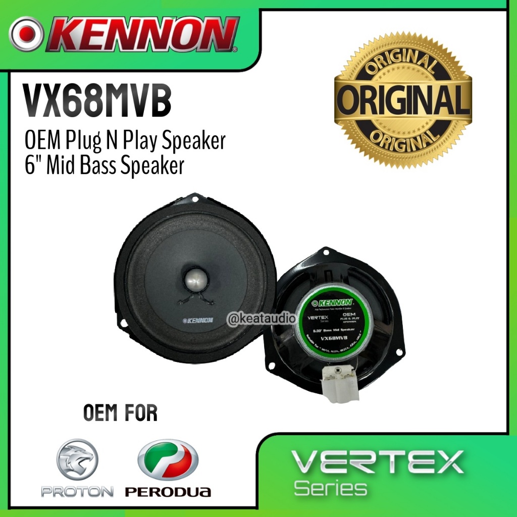 KENNON 6.5" OEM PLUG AND PLAY MID BASS FRONT/REAR SPEAKER FOR PERODUA ...