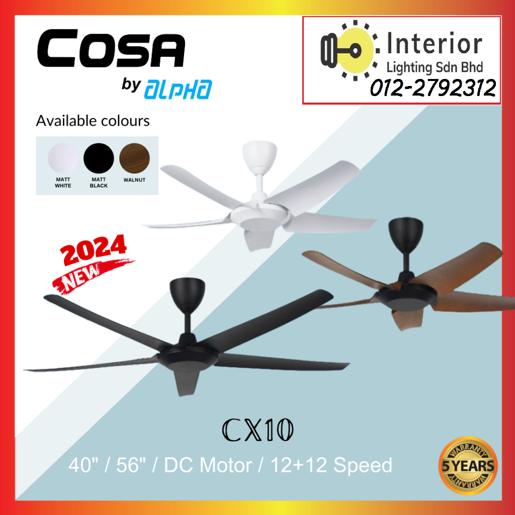 {New Stock 2024} Alpha Cosa - CX10 40 Inch 56 Inch Ceiling Fan with 5 ...
